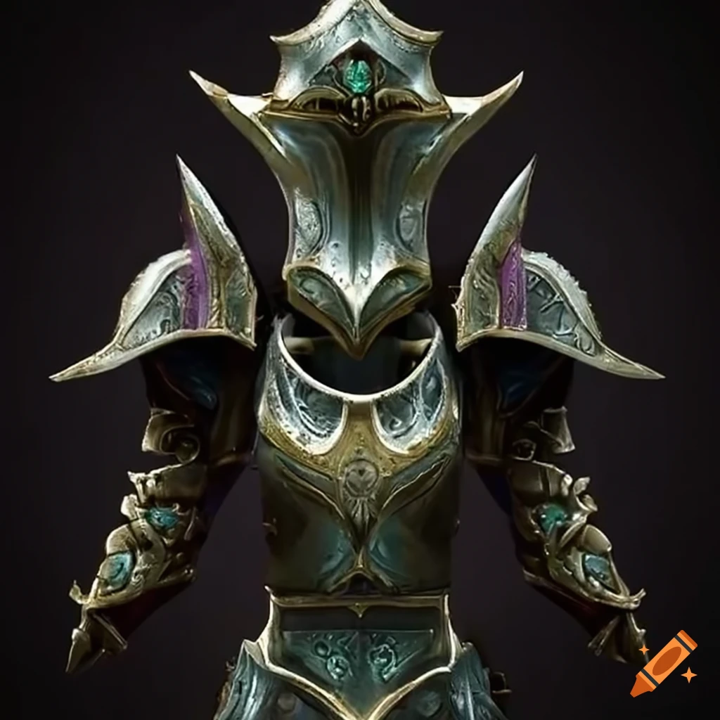 Front view of adorned magic armor on Craiyon