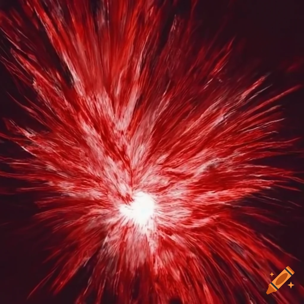 Red and white exploding star on Craiyon