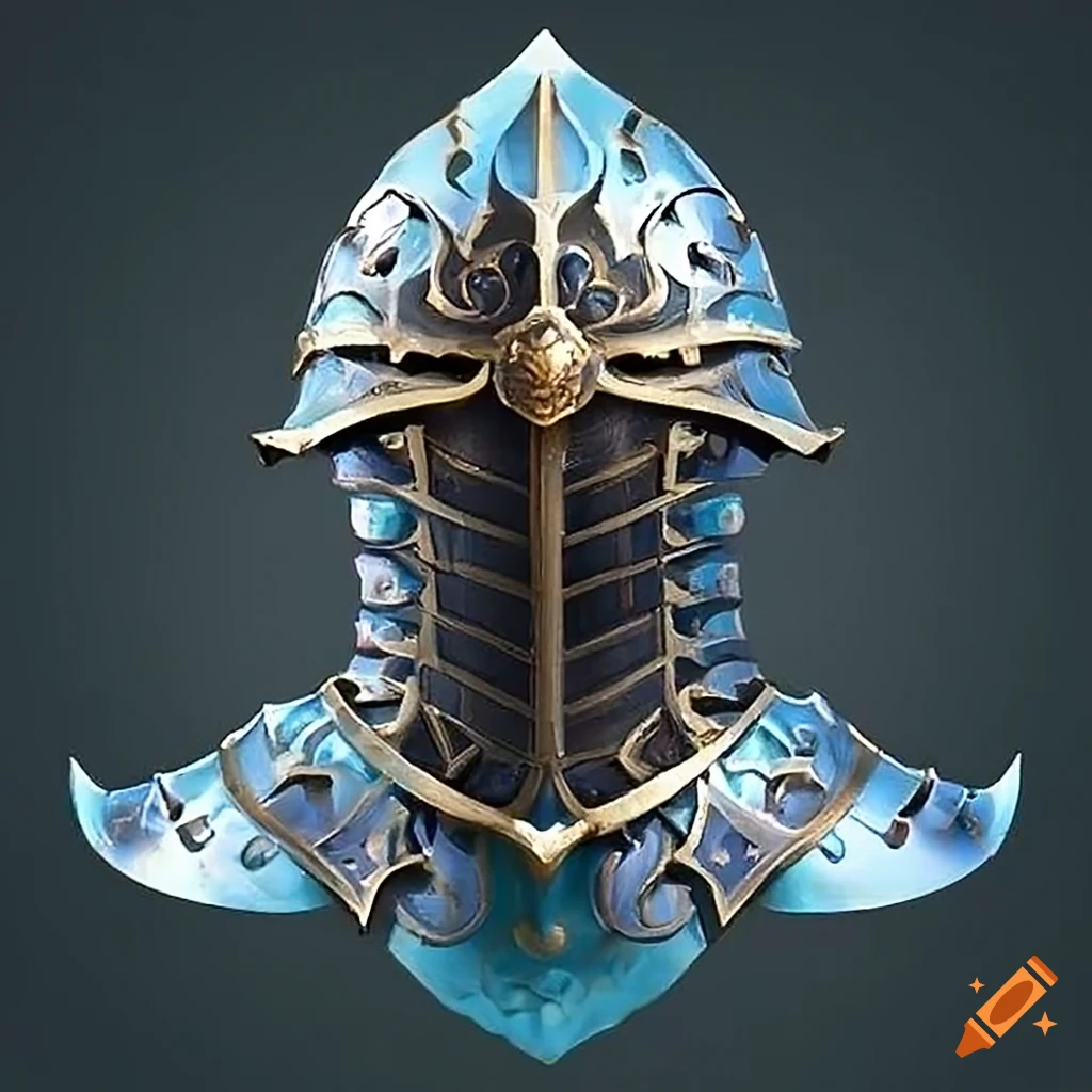 Adorned magic armor parts in high resolution front view on Craiyon