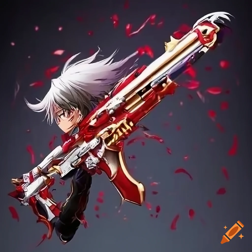 Anime god mind master musketeer with pulse guns in a moonlit silver ...