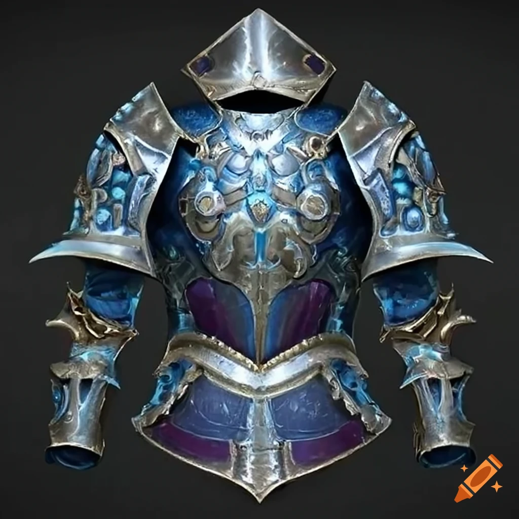 Front view of adorned magic armor on Craiyon