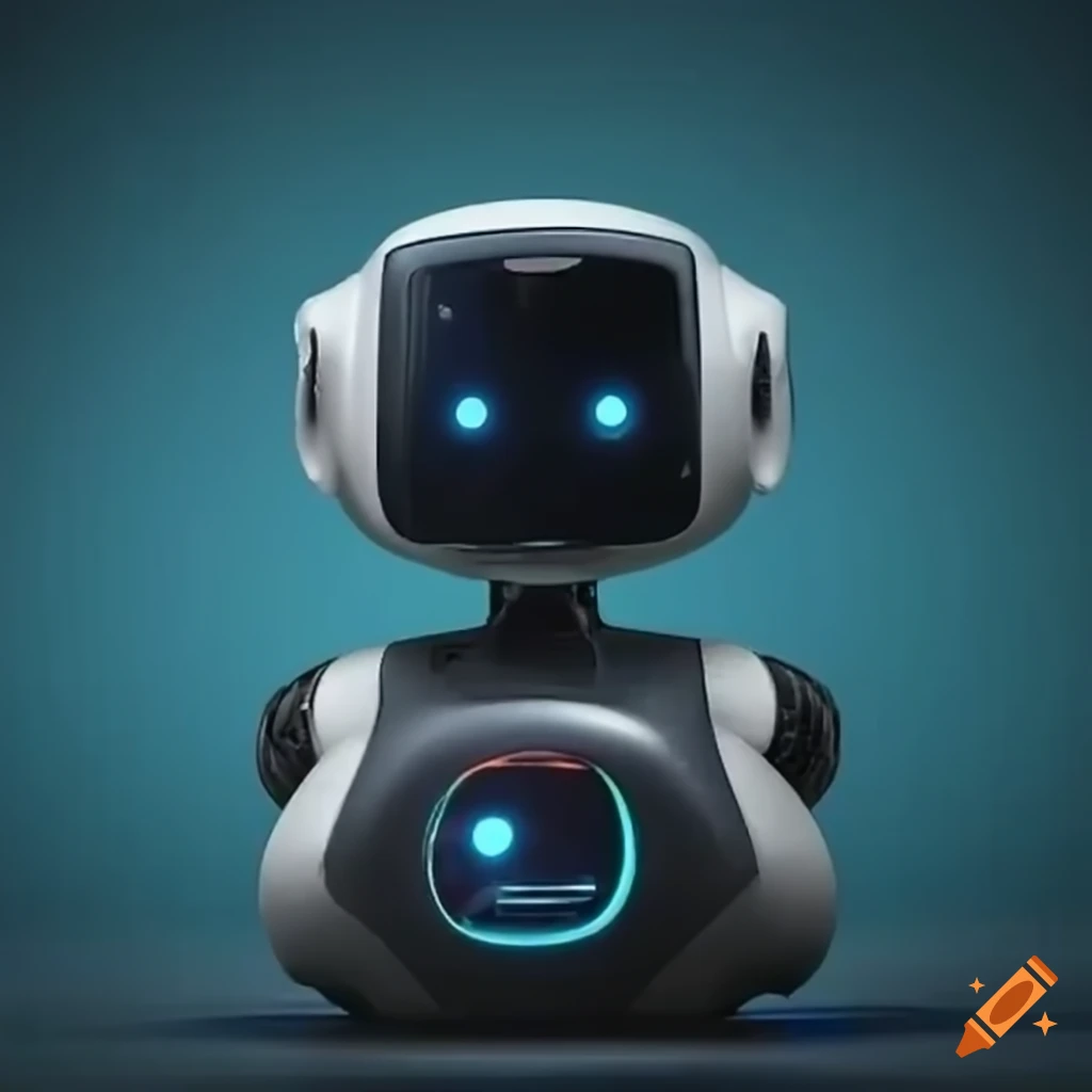 Medium-sized house-cleaning robot with an interaction screen on Craiyon