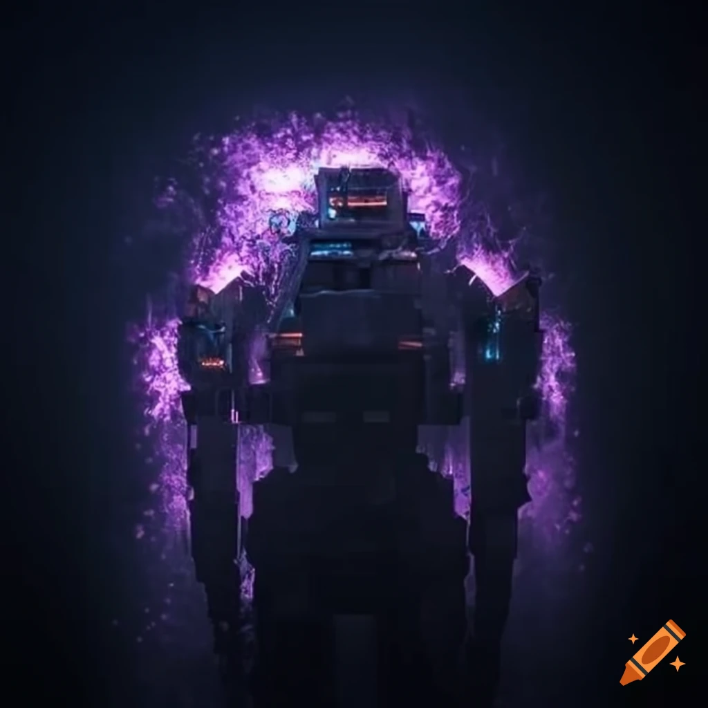 Wrapped canvas with a stunning light-projected mech design on Craiyon