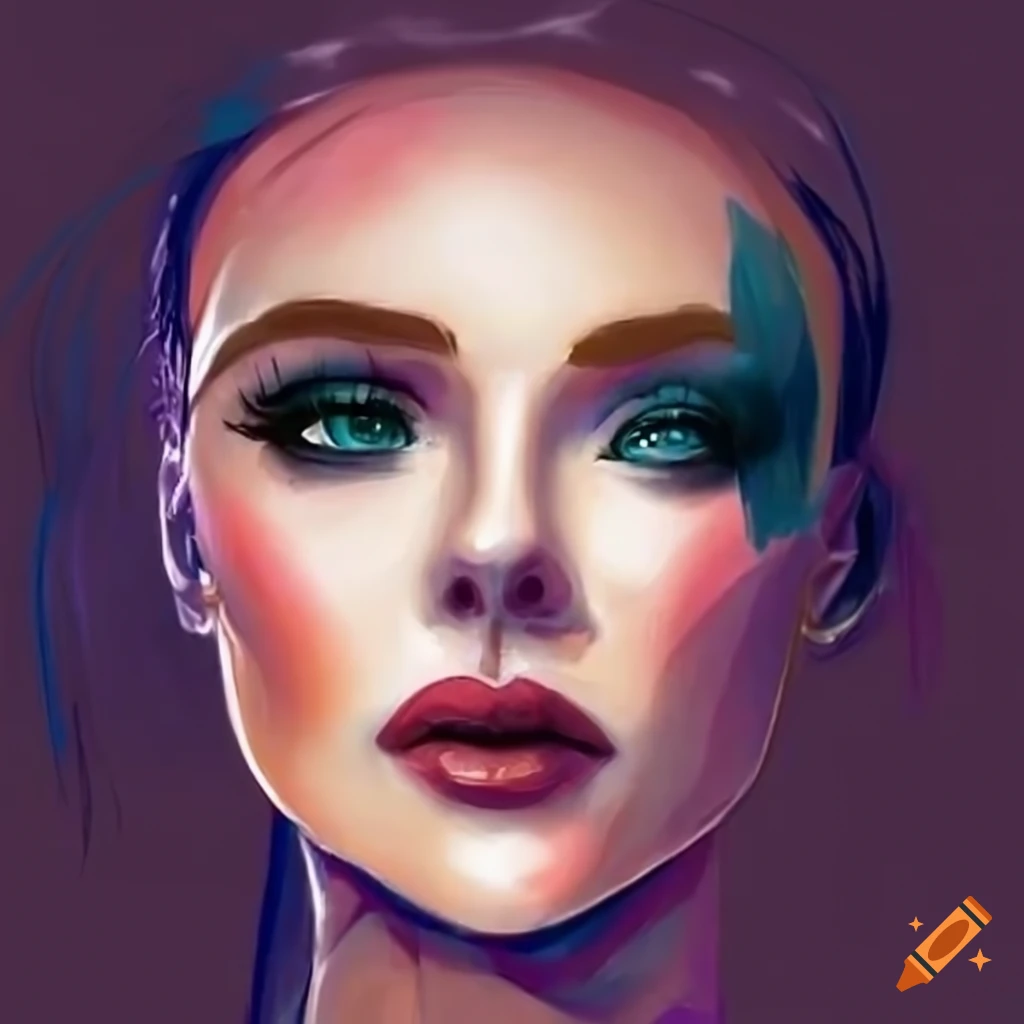 Drawing of a lady's face on Craiyon