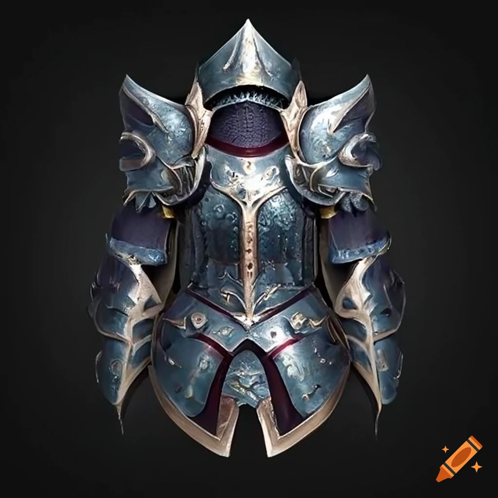 Front view of adorned magic armor on Craiyon