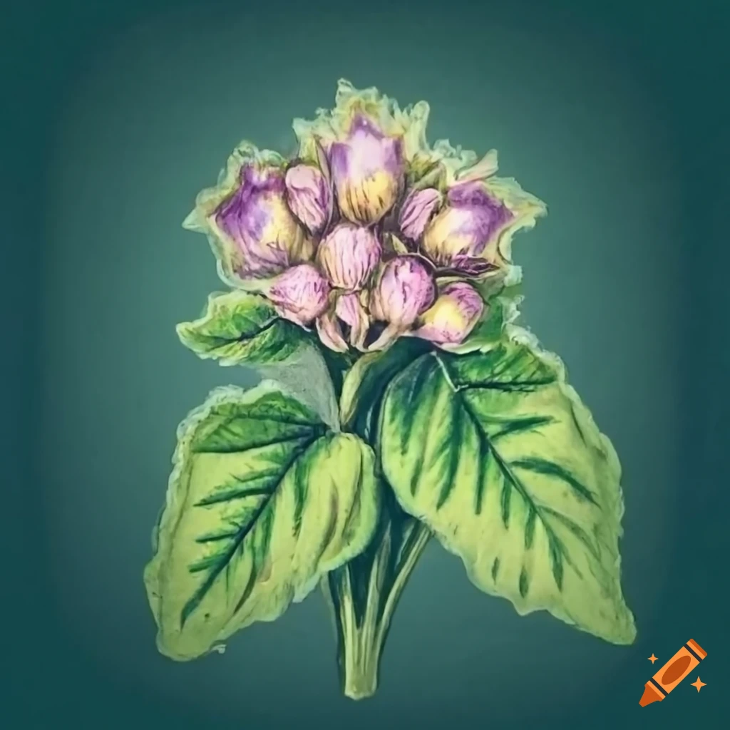 Mandragora with fleshy leaves resembling tiny human-like figures on Craiyon