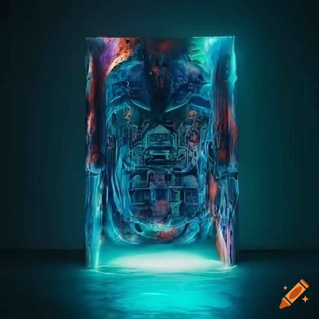 Wrapped canvas of a beautiful stunning mech with projected light on Craiyon