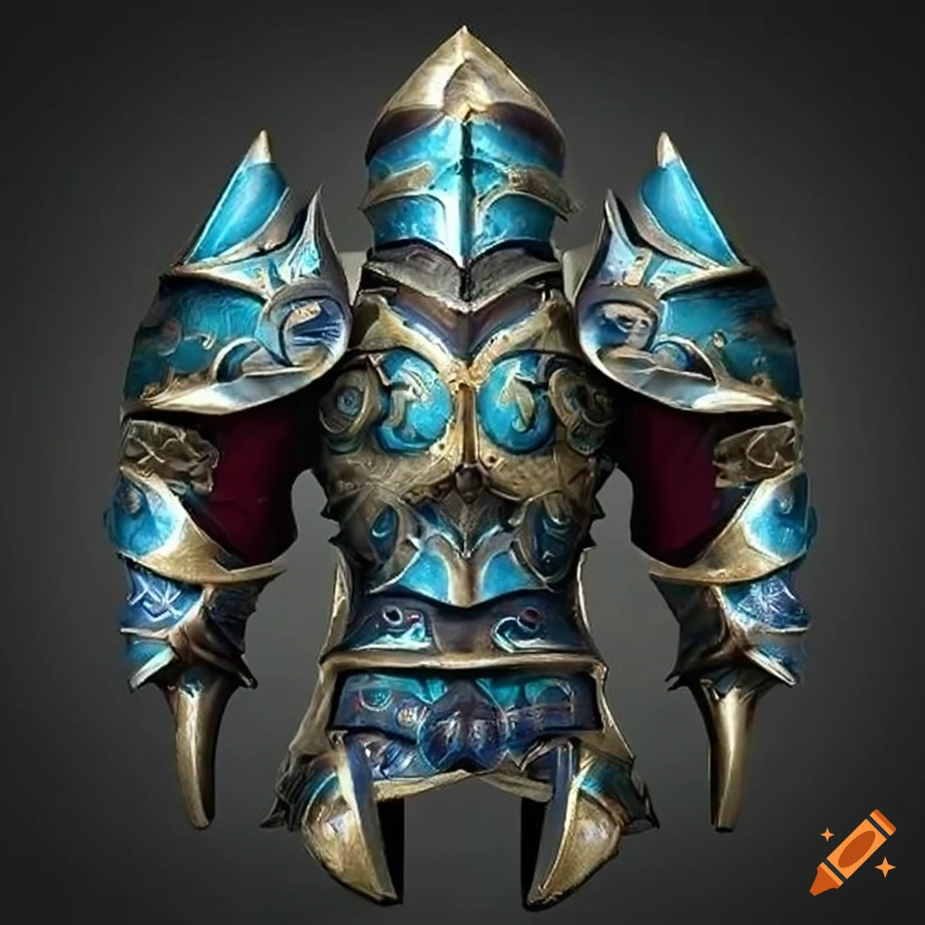 Front view of adorned magic armor on Craiyon