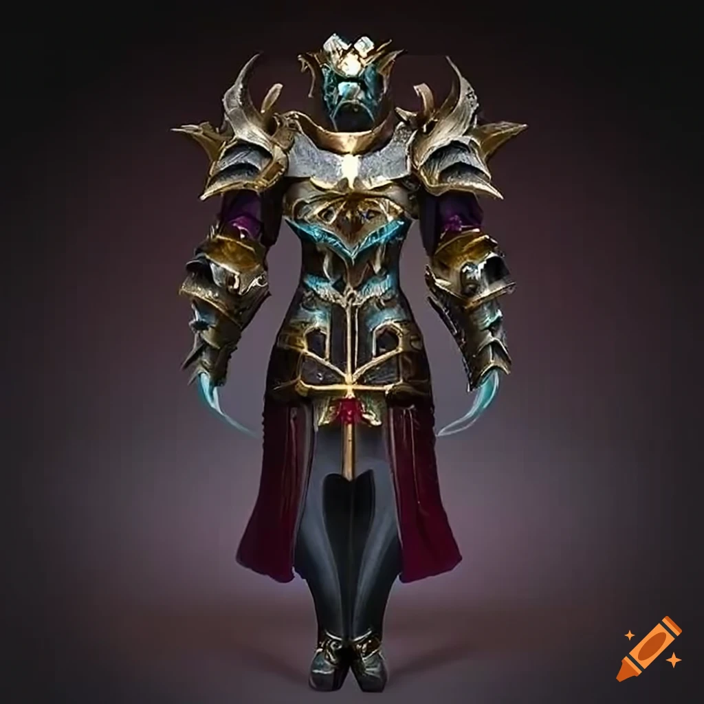 Front view of adorned magic armor on Craiyon