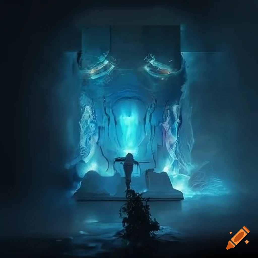 Wrapped canvas of a stunning light-projected mech on Craiyon