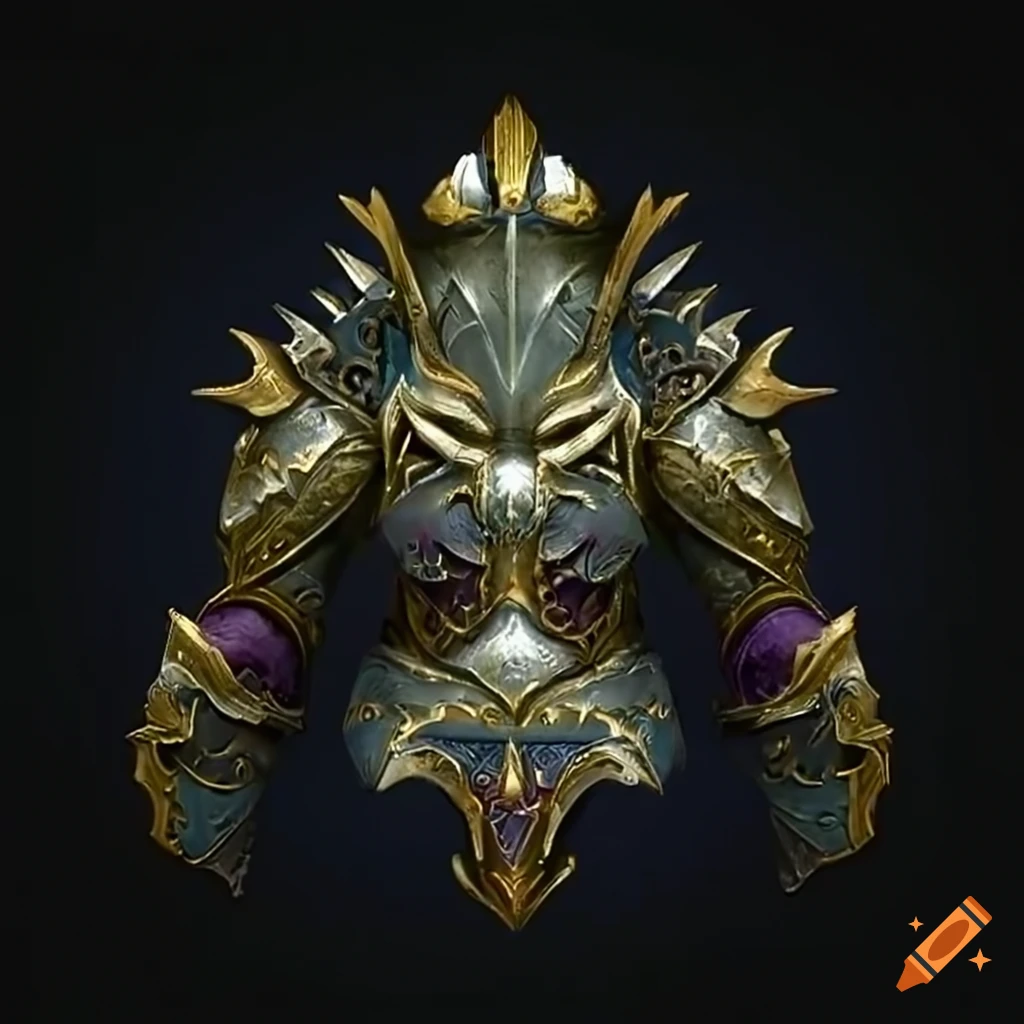 Front view of adorned magic armor on Craiyon