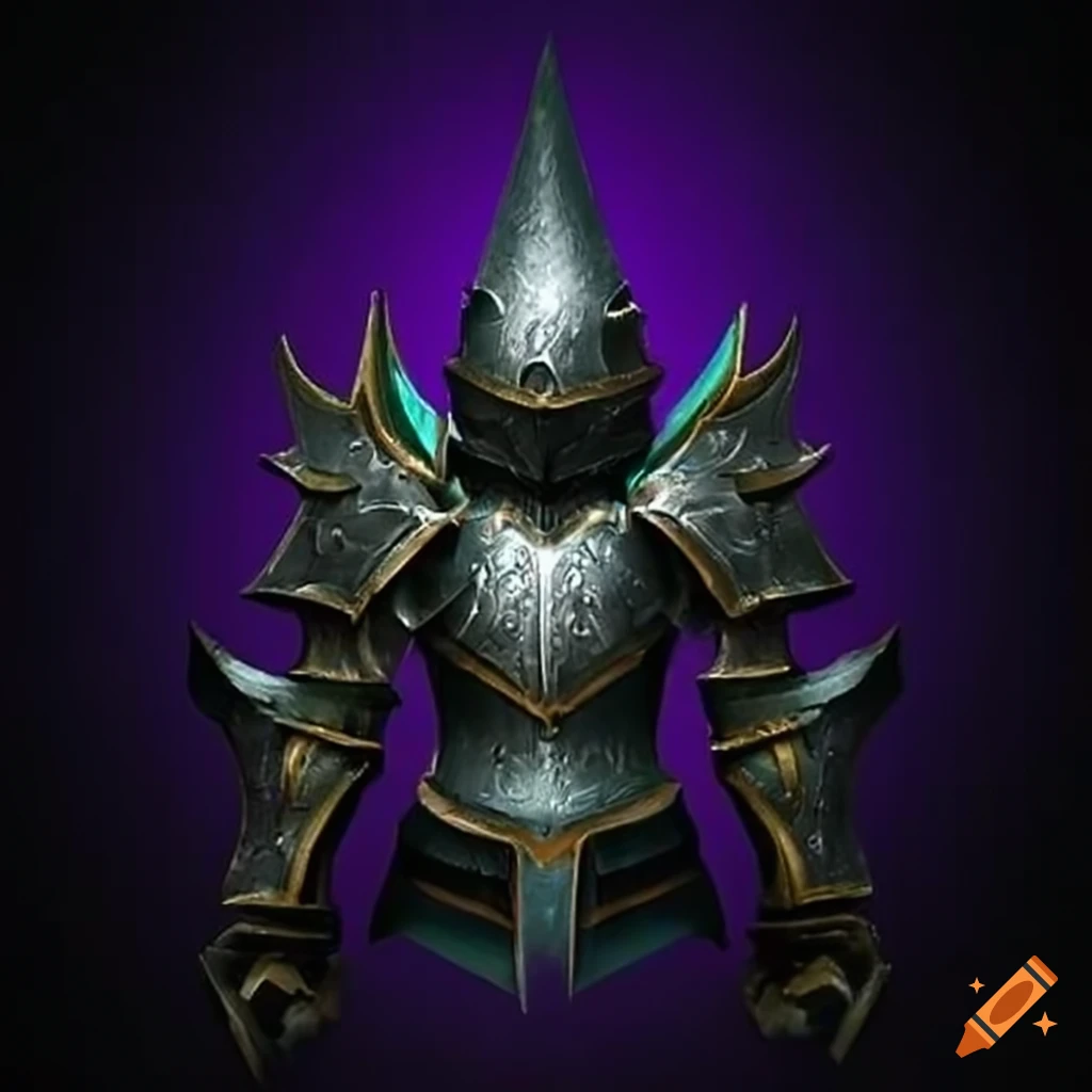 Front view of intricately adorned magic armor on Craiyon