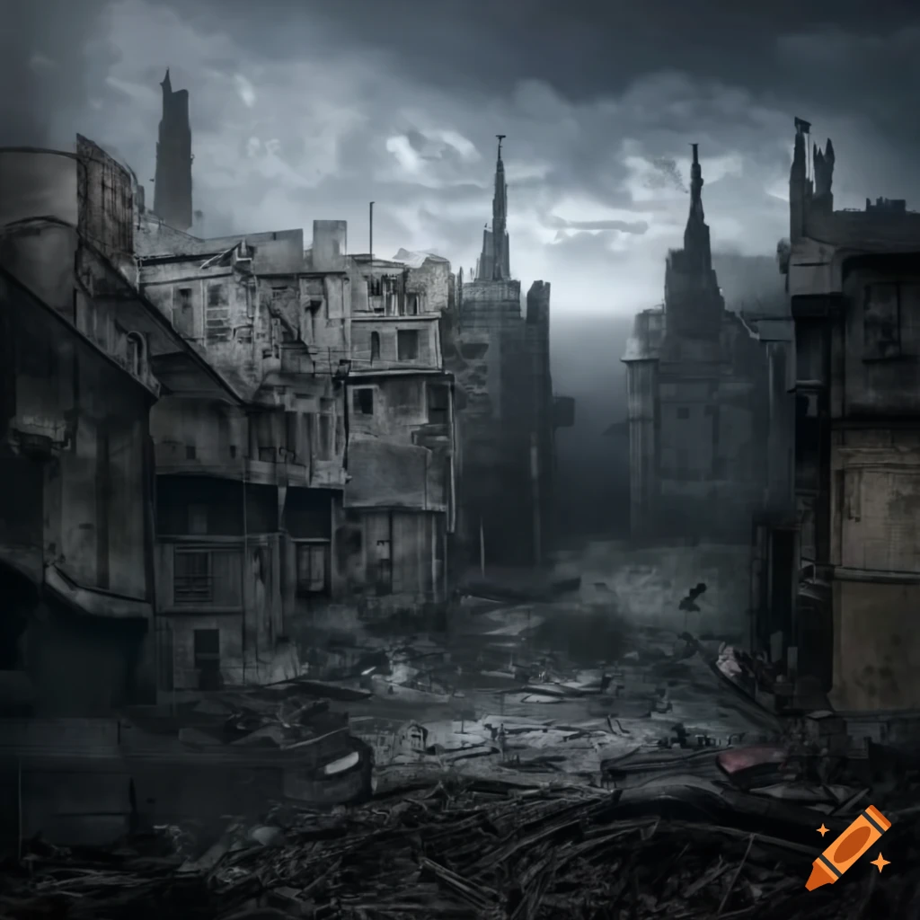 Apocalyptic abandoned city landscape on Craiyon