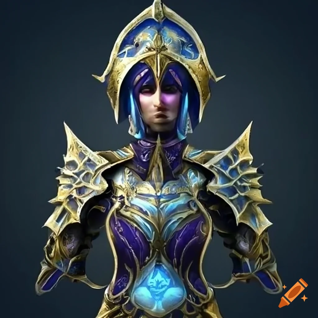 Front view of adorned magic armor on Craiyon