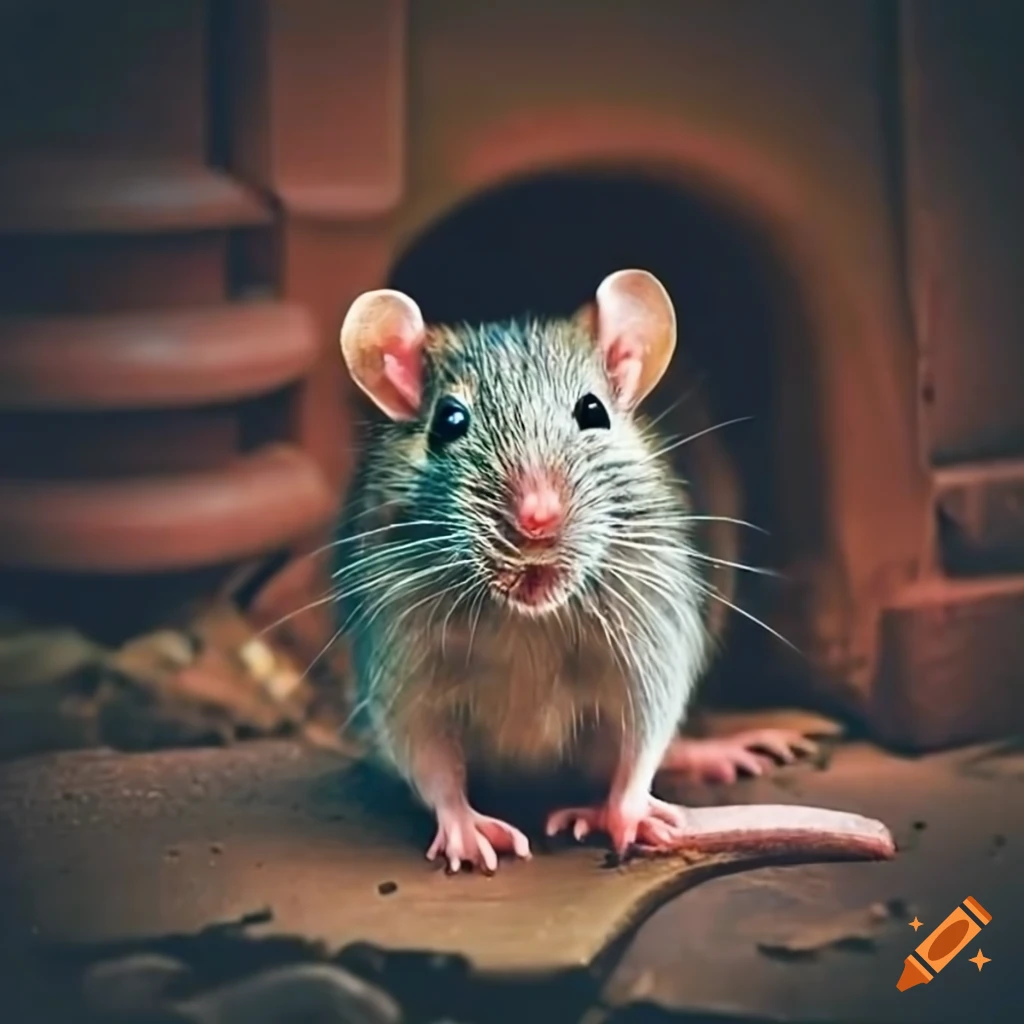 Rat next to a sewer entrance on Craiyon