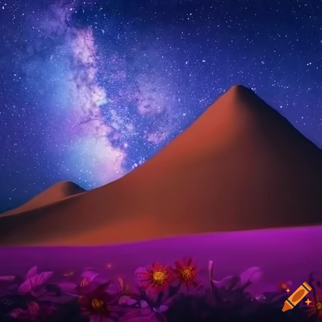 Arabian Nights inspired colored pencil drawing with desert, palm trees ...