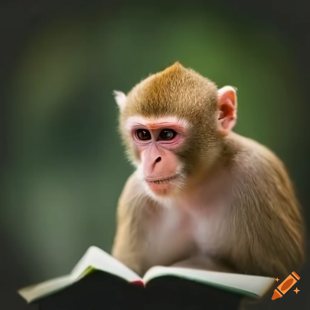 Monkey reading a book on Craiyon