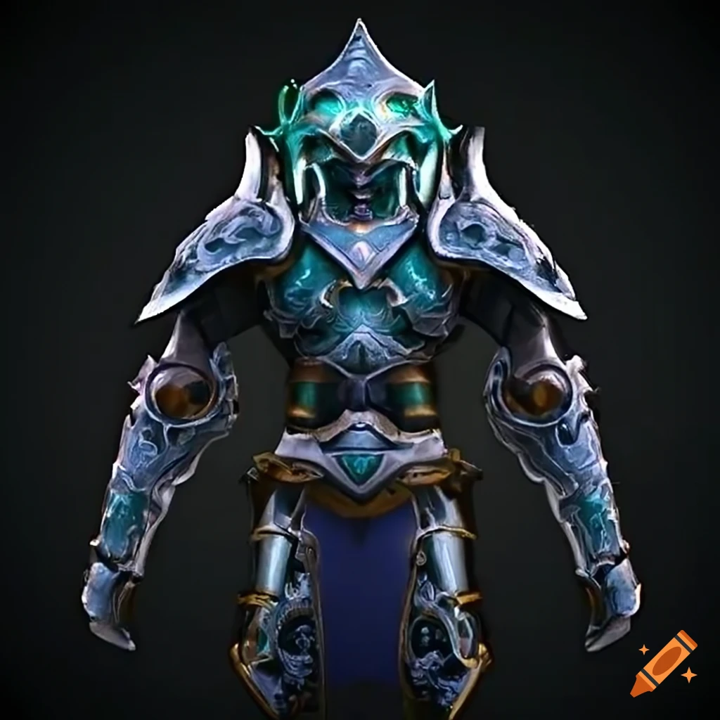 Front view of adorned magic armor on Craiyon