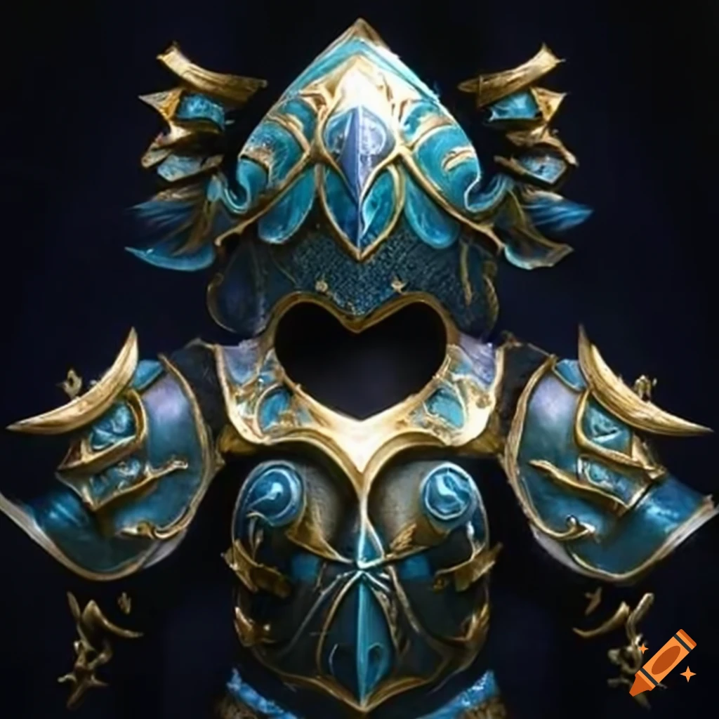 Front view of adorned magic armor on Craiyon