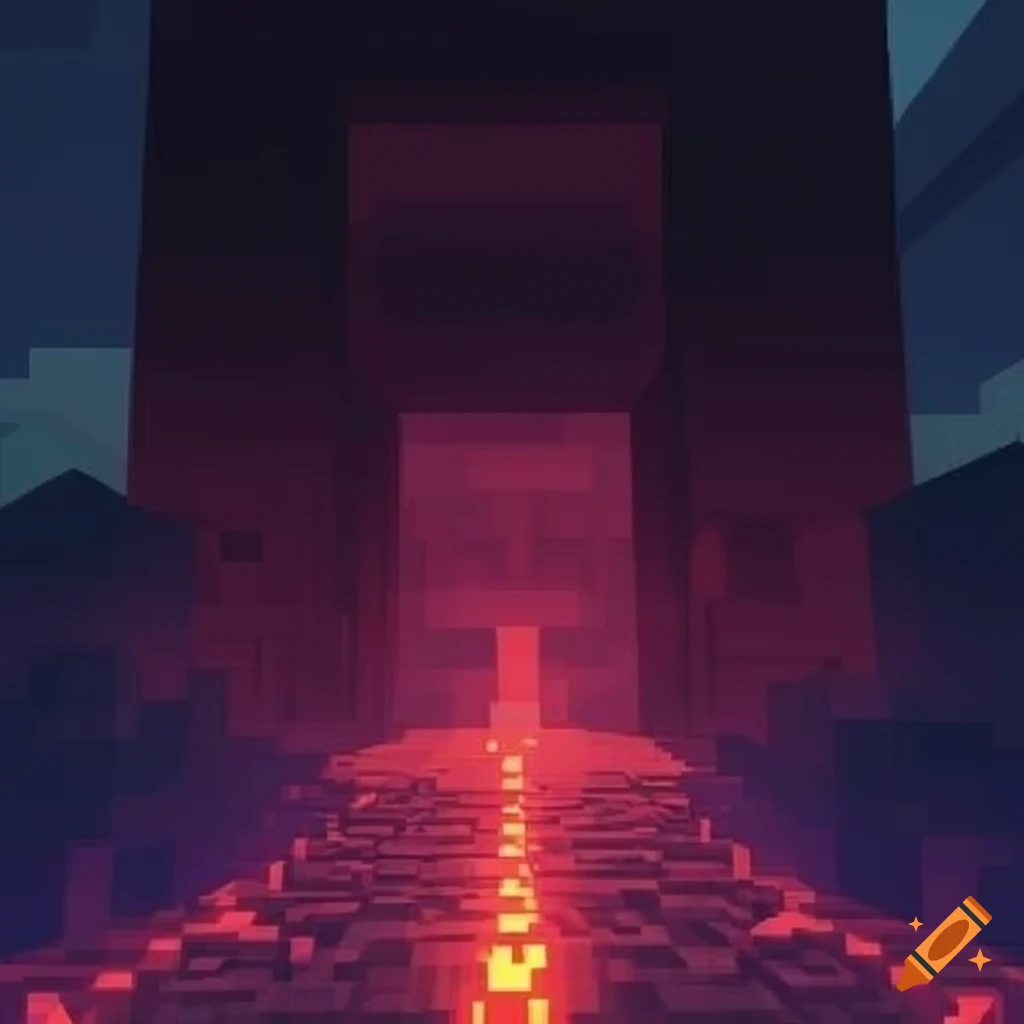 Minecraft nether parallel universe with big portals for travel on Craiyon