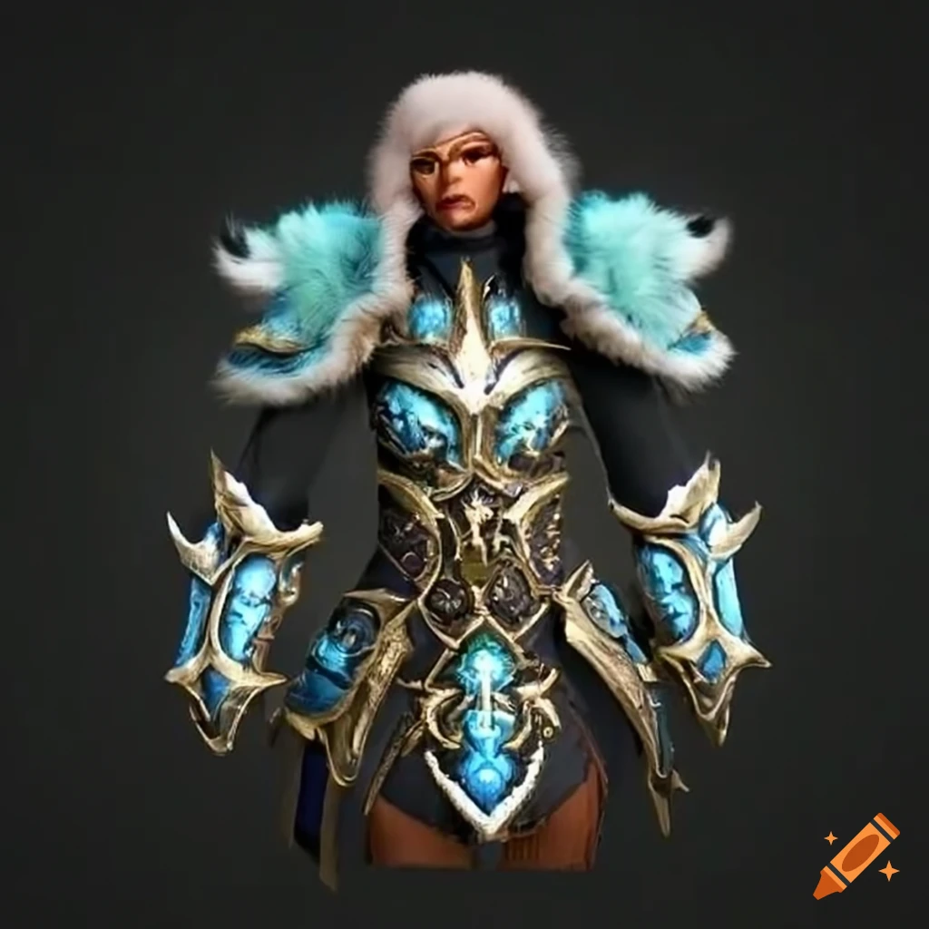 Front view of decorated magic armor on Craiyon