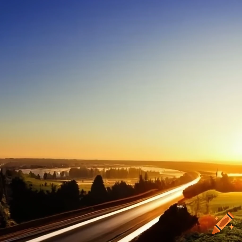 Panoramic view of city countryside highway on Craiyon