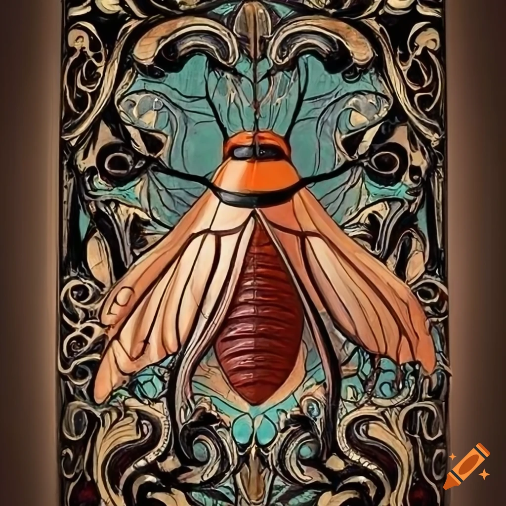 Art nouveau cockroach motif on Craiyon