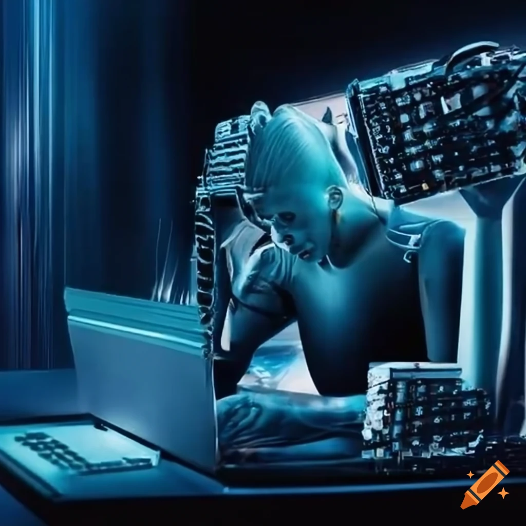 Combination of computer and human playing the computer on Craiyon