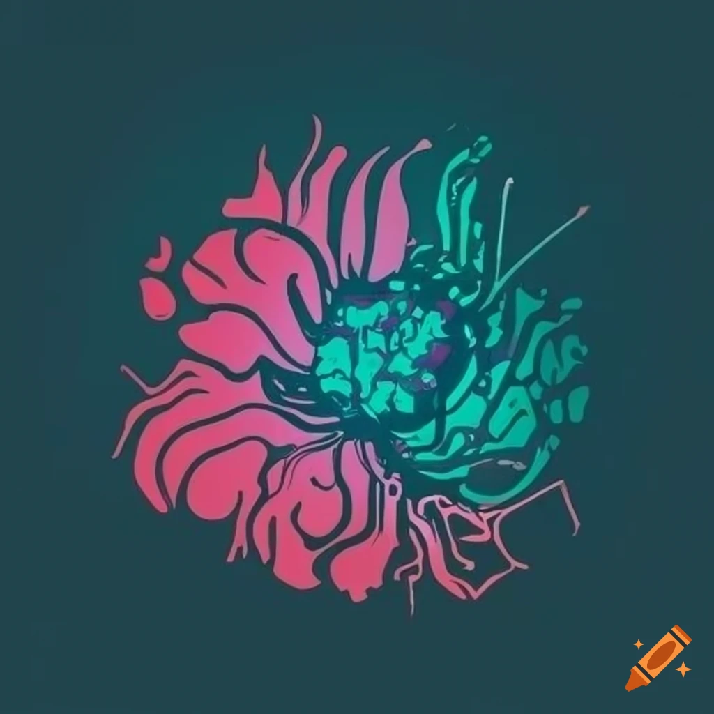 Minimalist logo of a peony with an electrical circuit design on Craiyon