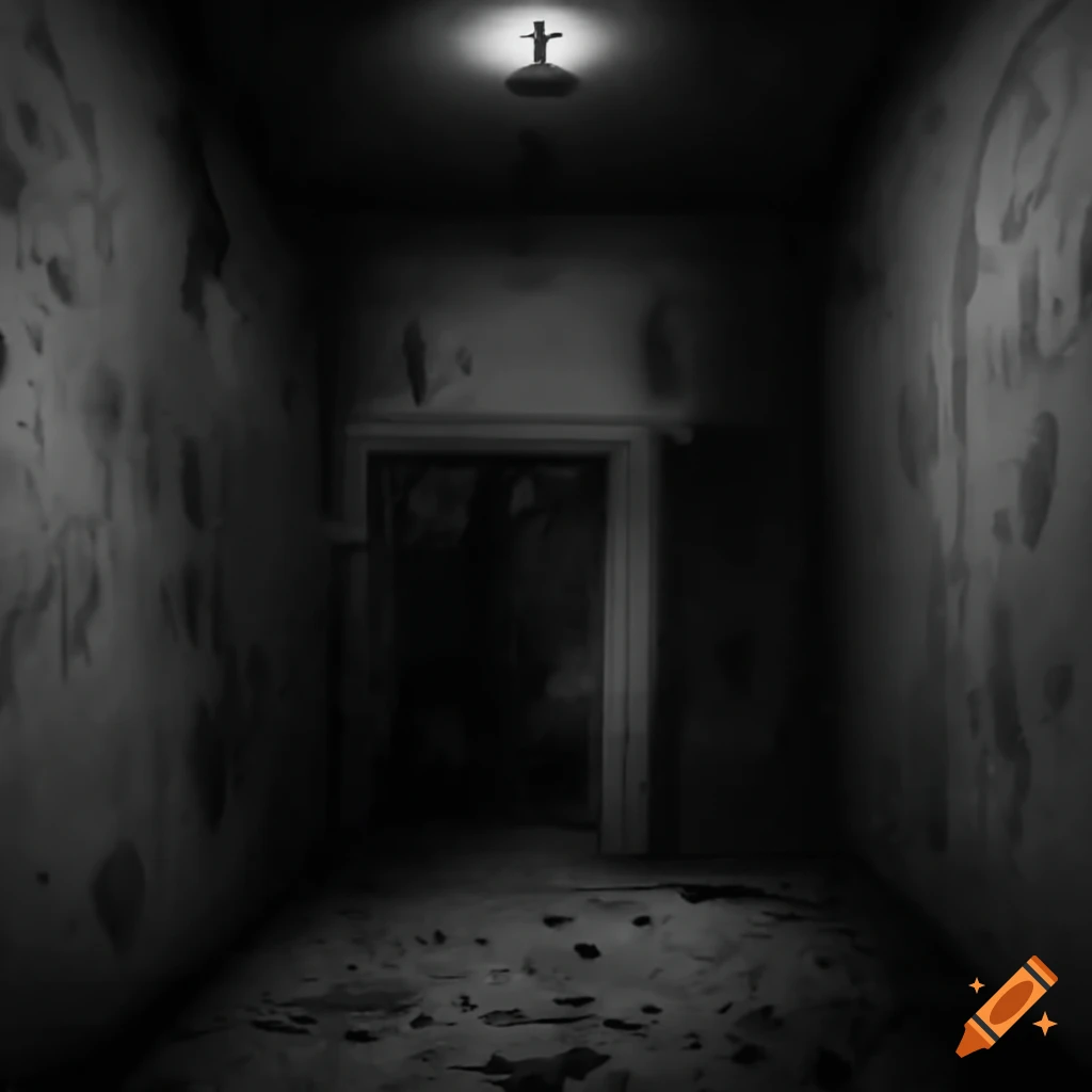 Creepy unnerving dark room with mysterious figure in the corner on Craiyon