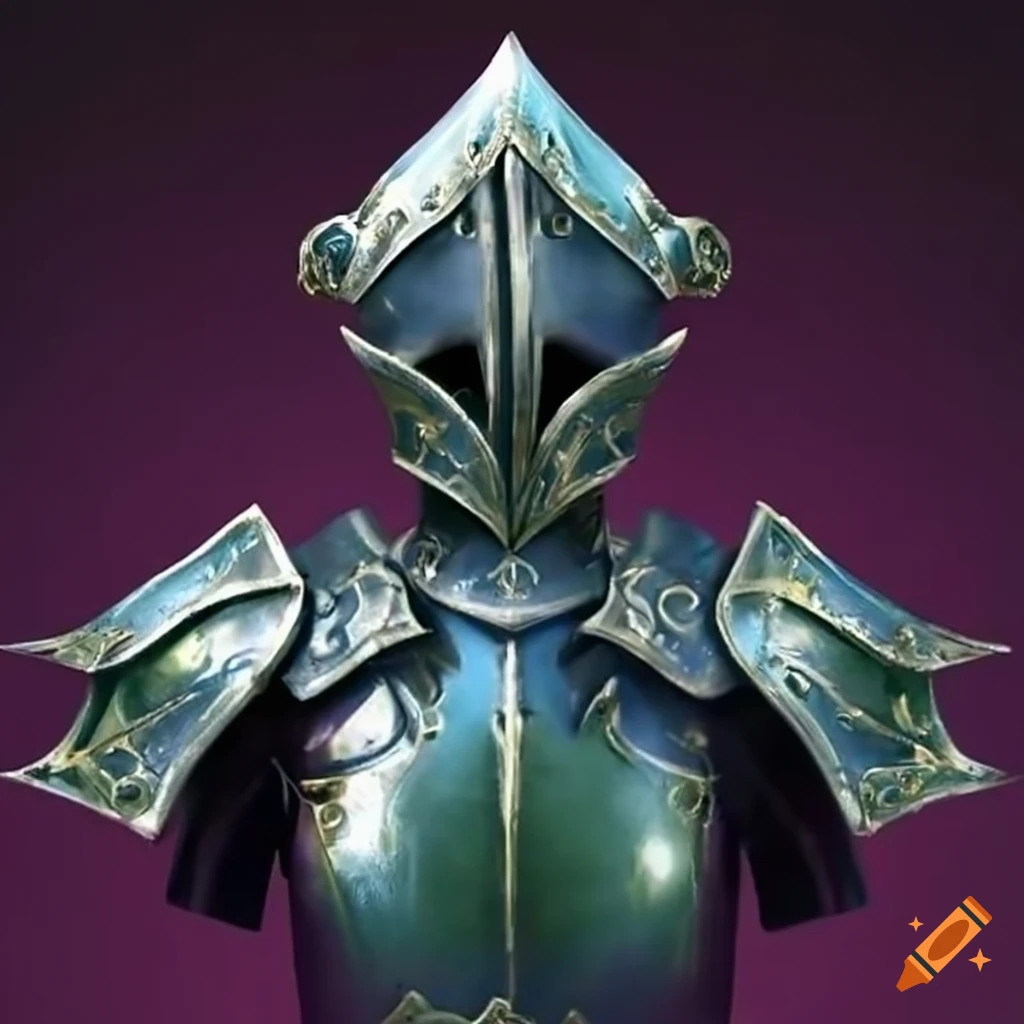 Front view of adorned magic armor on Craiyon