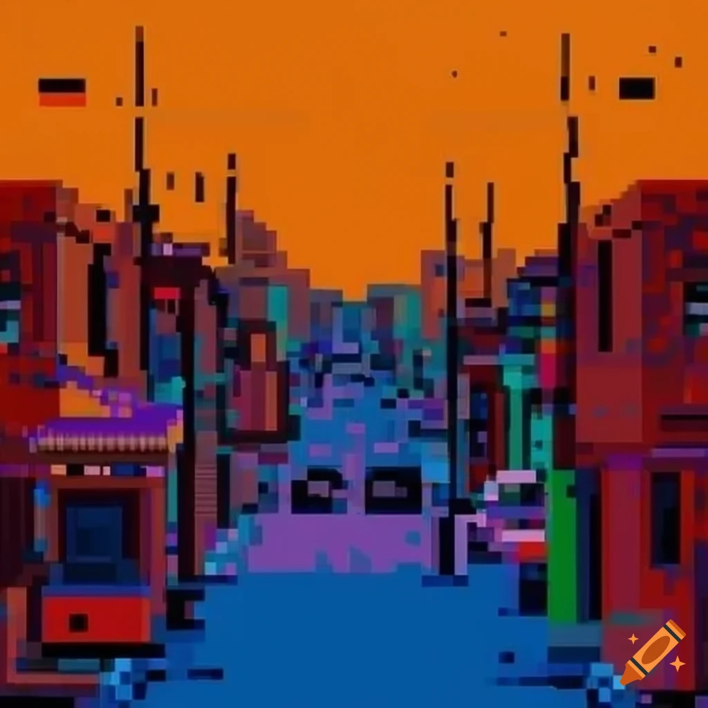 Nes-inspired pixel art street view crowd in konya, turkey on Craiyon