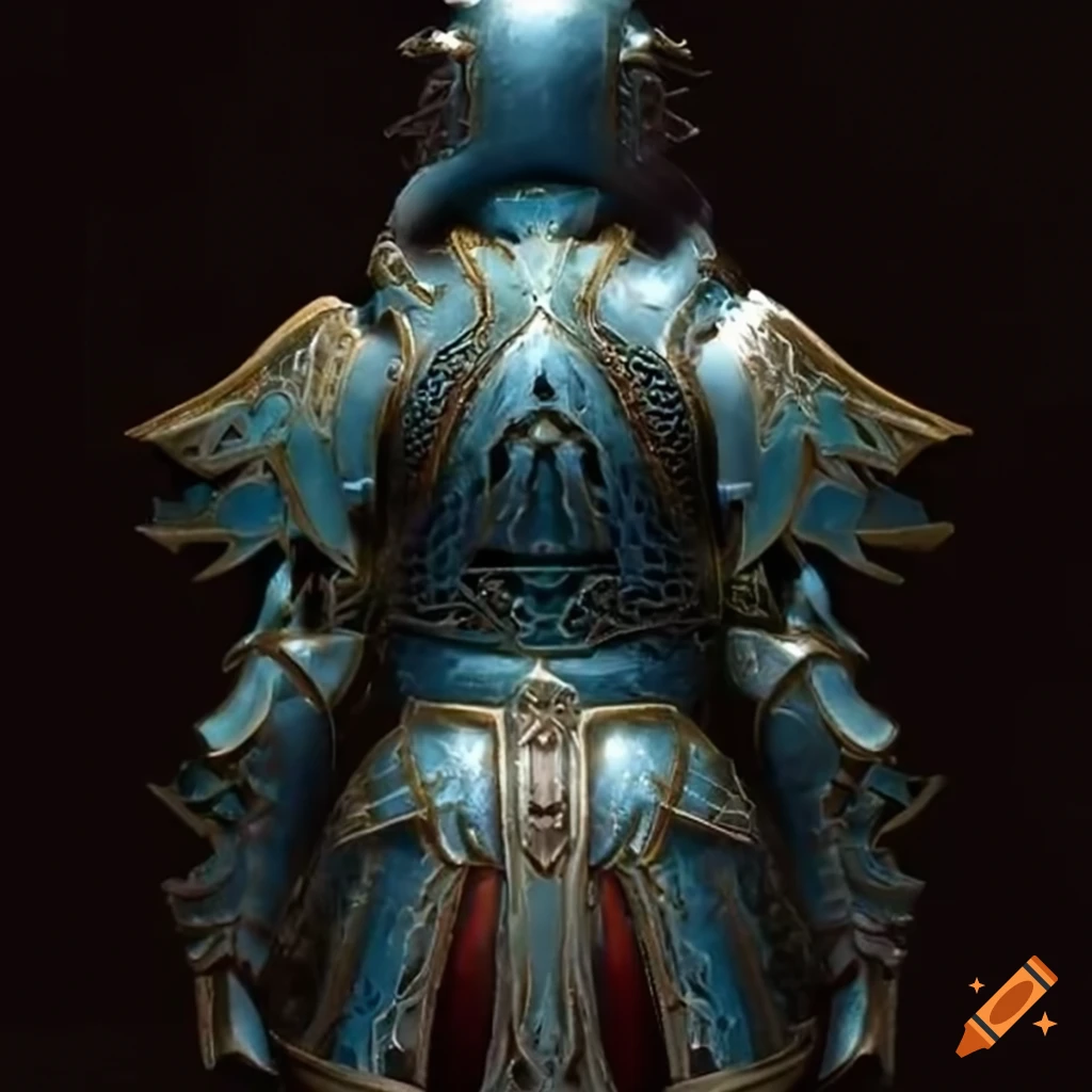 Front view of adorned magic armor on Craiyon