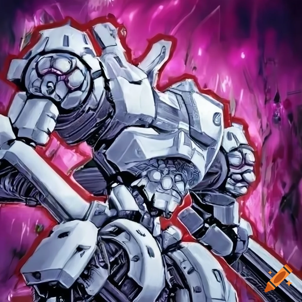 Meklord Technician - Gearframe Yugioh monster card art in white plated ...