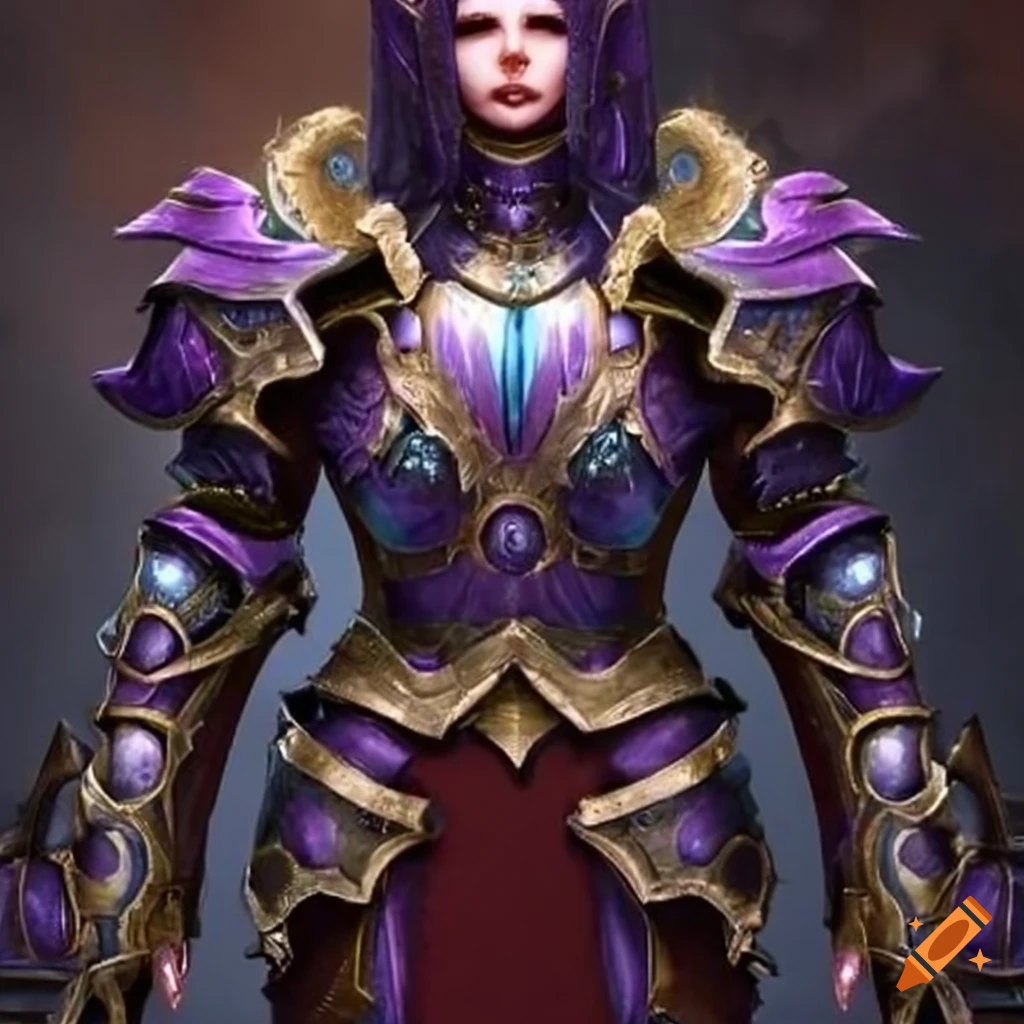 Front view of adorned magic armor on Craiyon