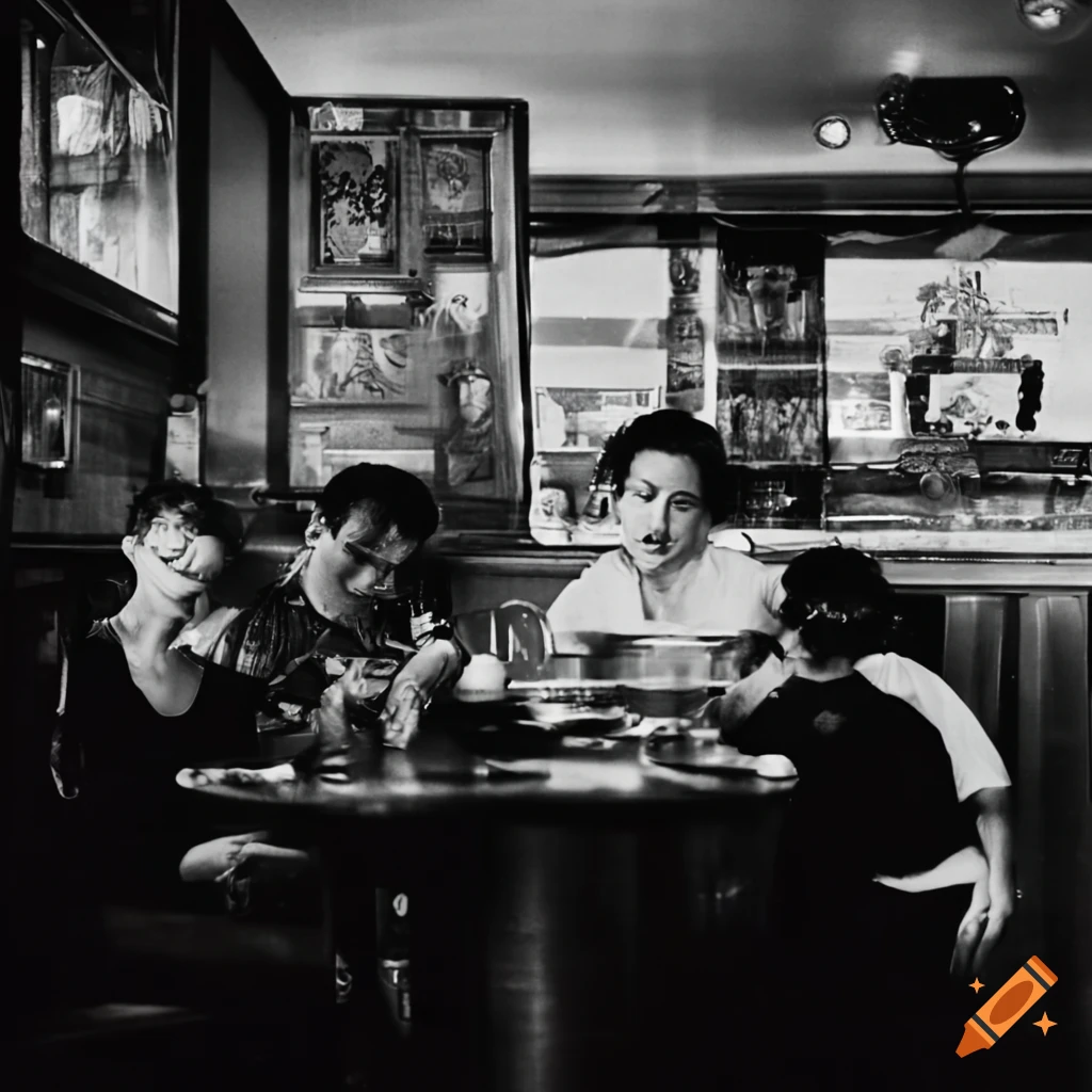 Vintage vhs photo of people at a diner on Craiyon