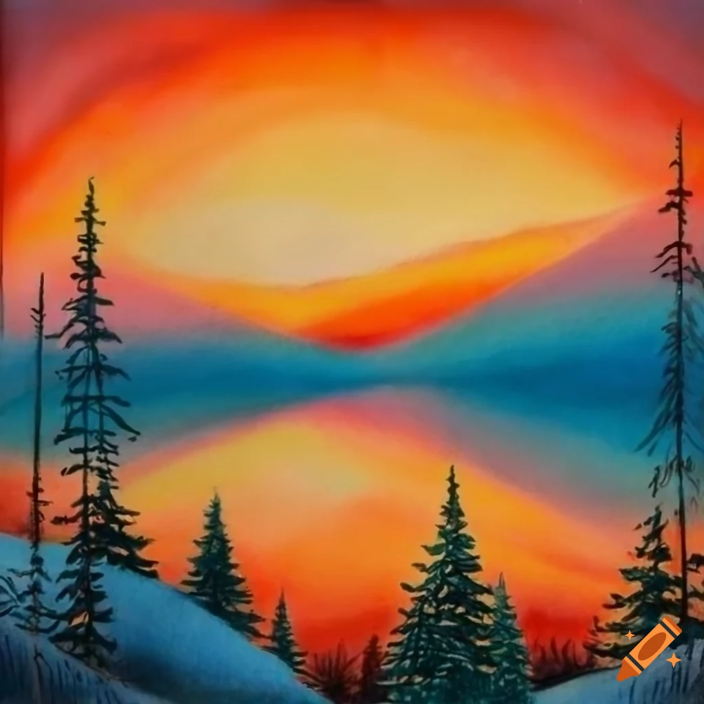 Master Of the Winds inspired colored pencil artwork depicting taiga and forest landscapes on Craiyon