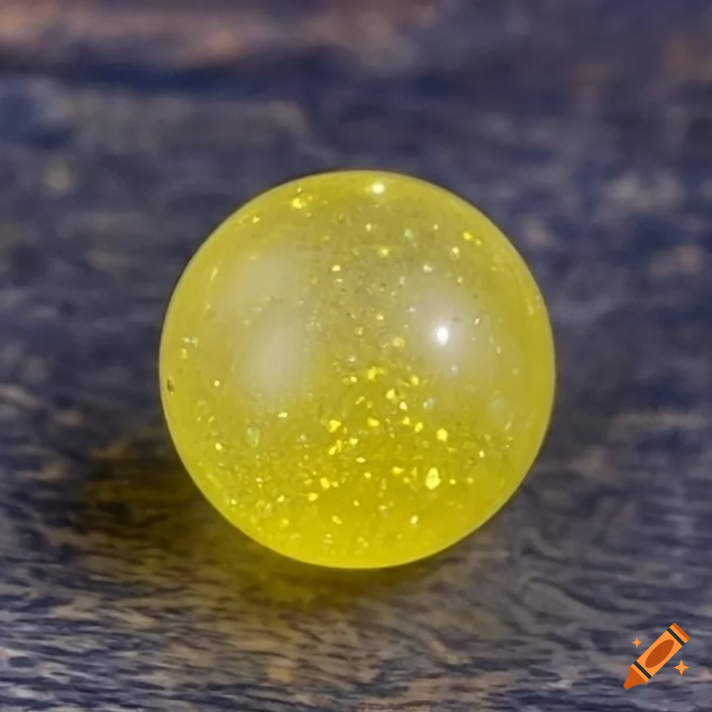 Yellow resin ball with sparkle, translucent design on Craiyon