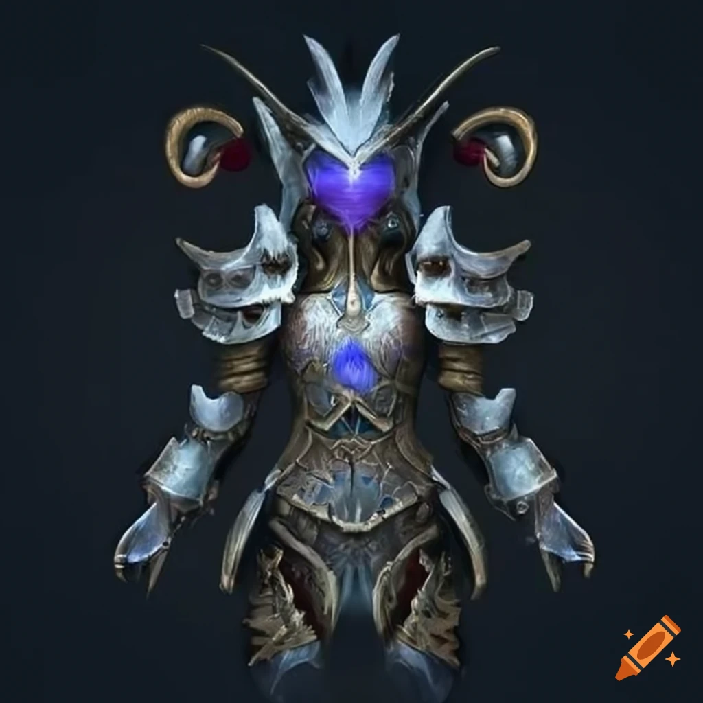 Front view of adorned magic armor on Craiyon