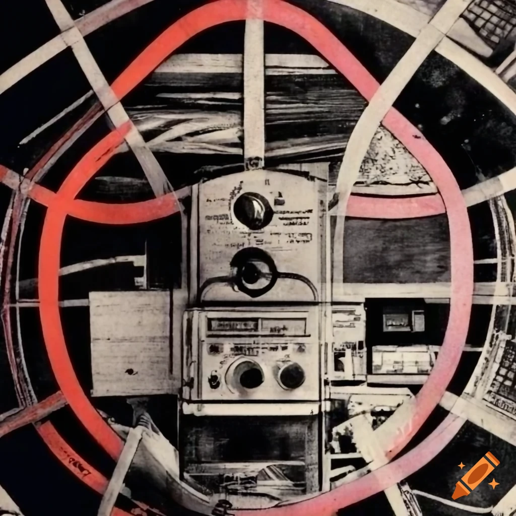 1960s collage with music concrete elements and abstract geometric ...