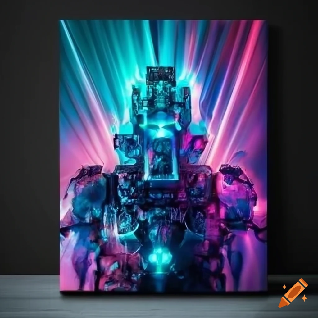 Wrapped canvas of a stunning Mech with projected light on Craiyon