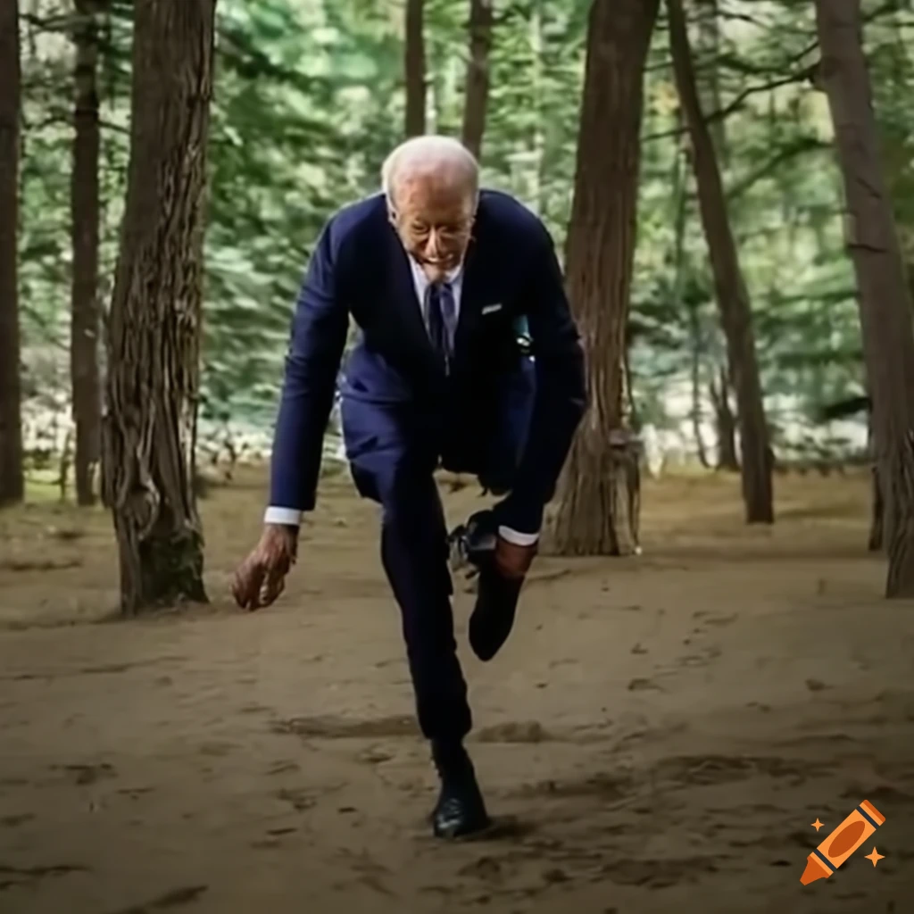 Joe Biden crawling through the woods on Craiyon