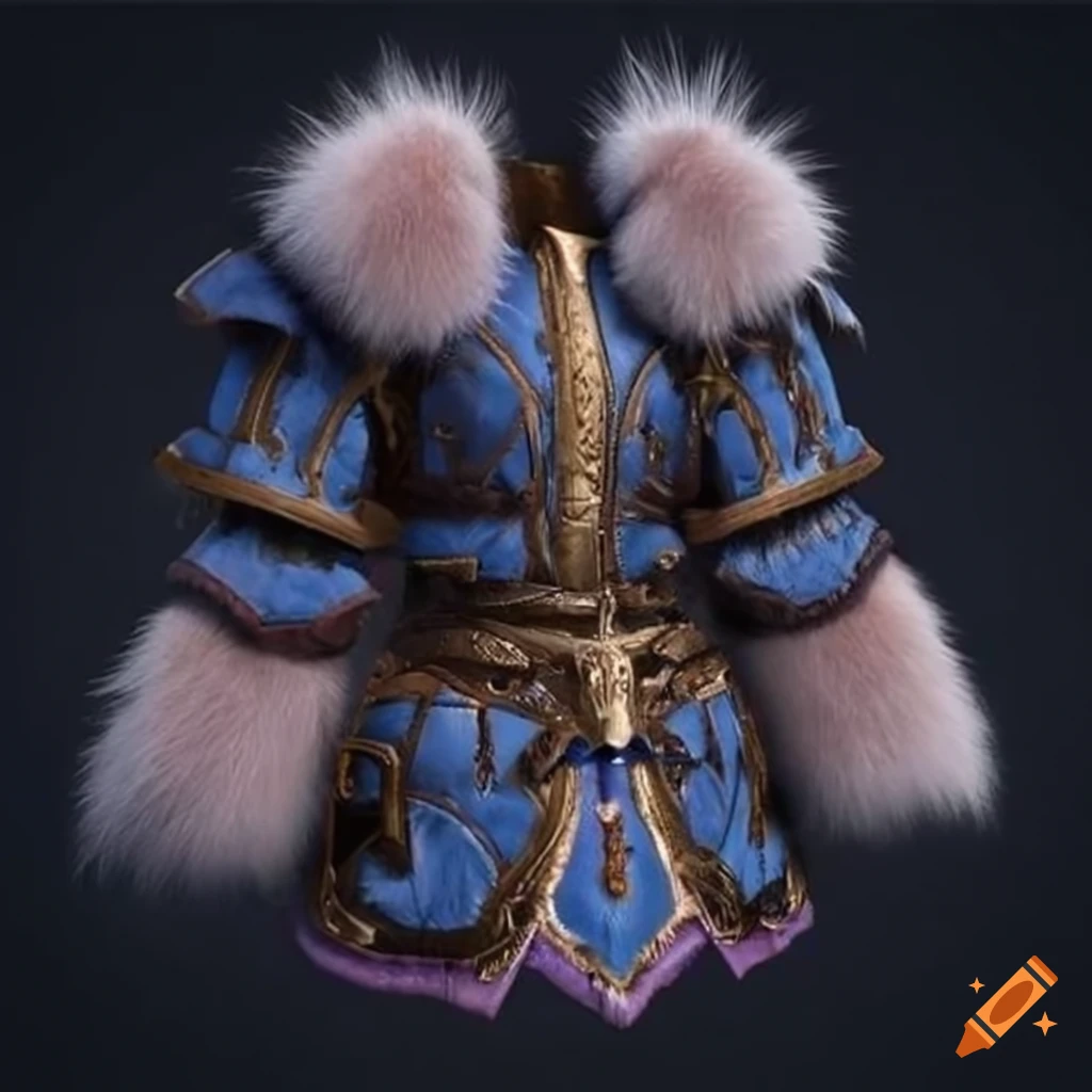 Front view of magic fur padded armor on Craiyon