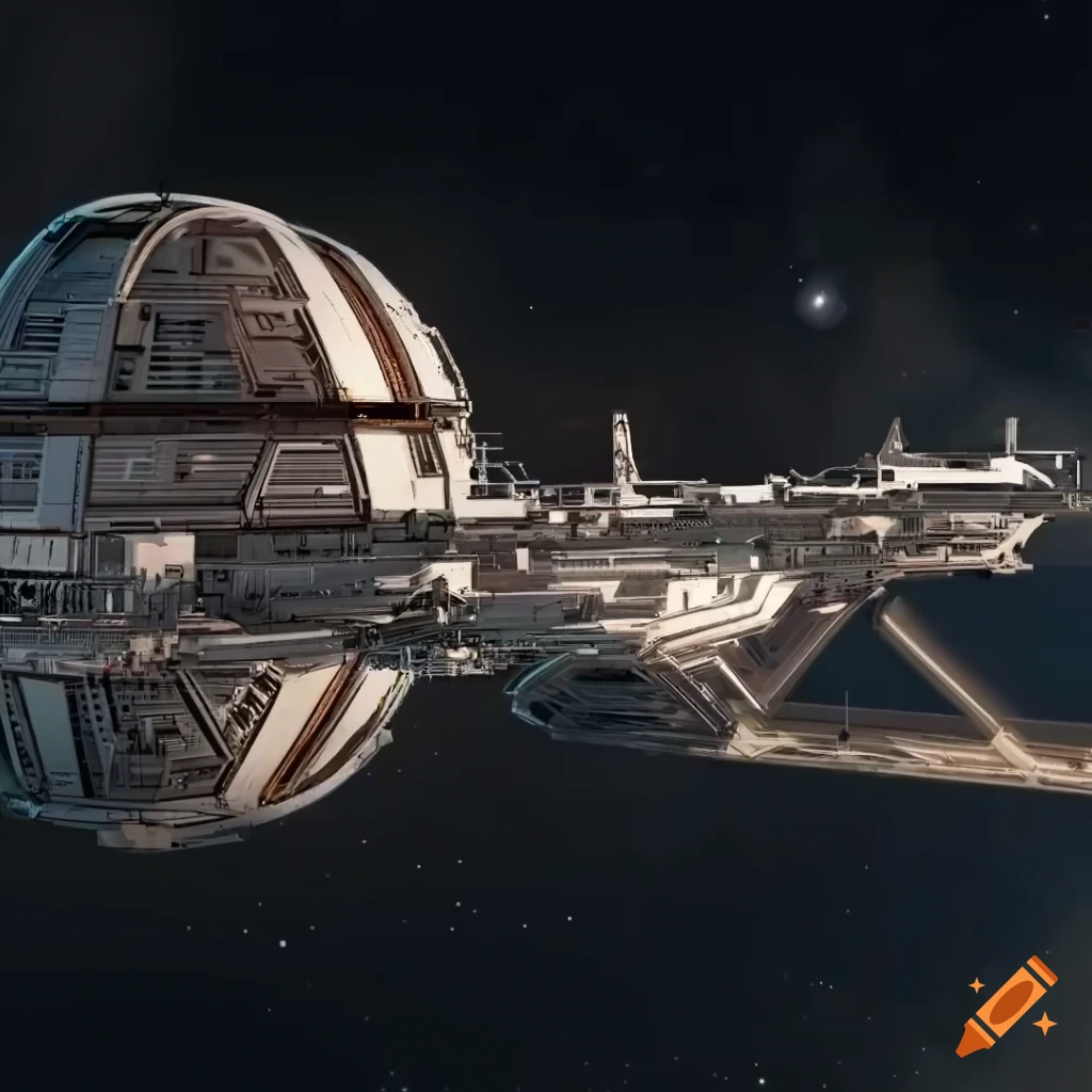 Blueprint of futuristic multi-level space station on Craiyon