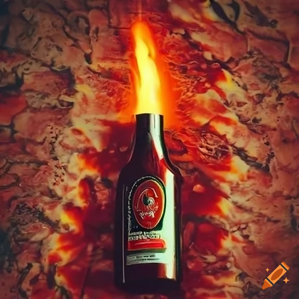 Flaming chillis with hot sauce on Craiyon