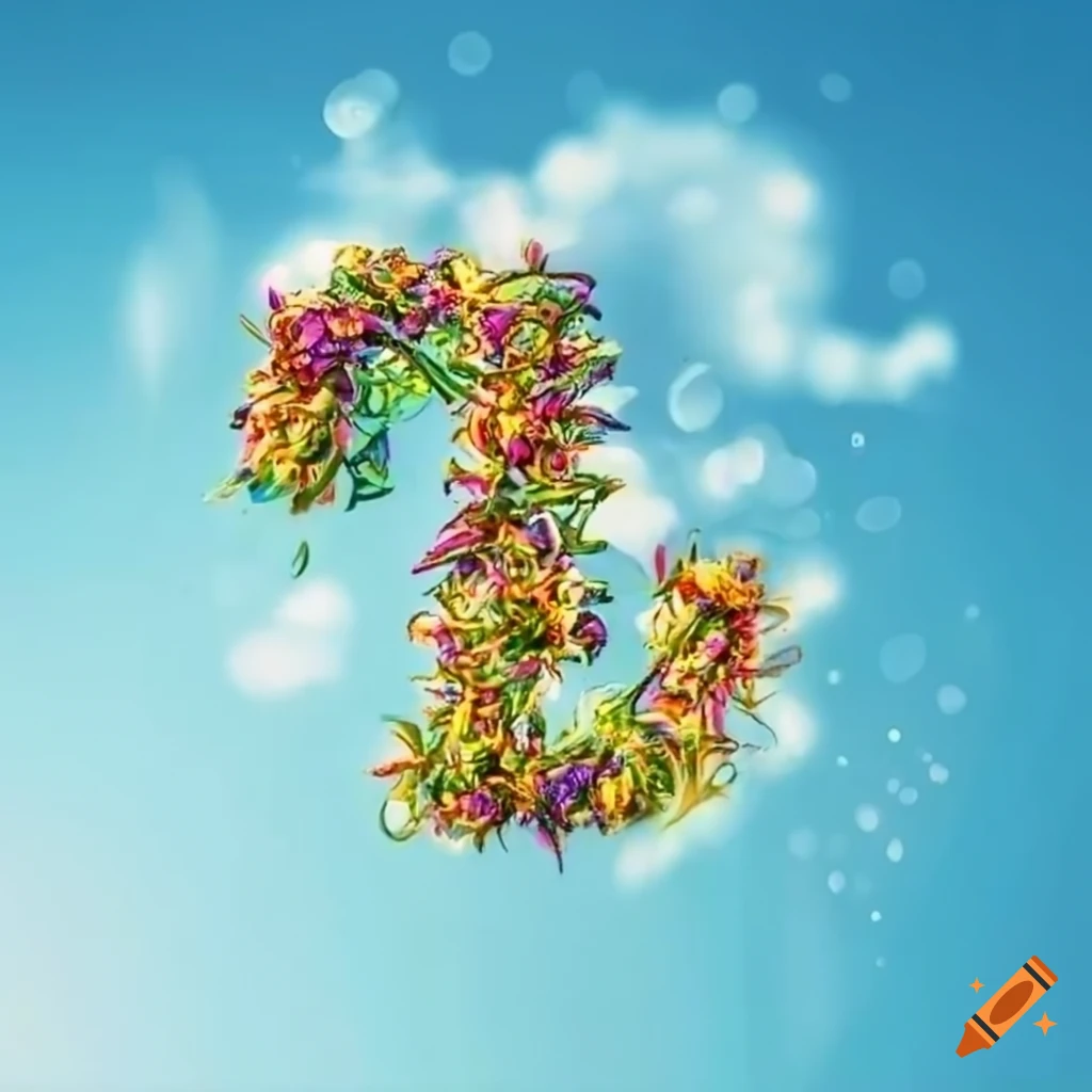 Lettering of 420 made of a hemp bud bouquet with rainbows and rainy ...