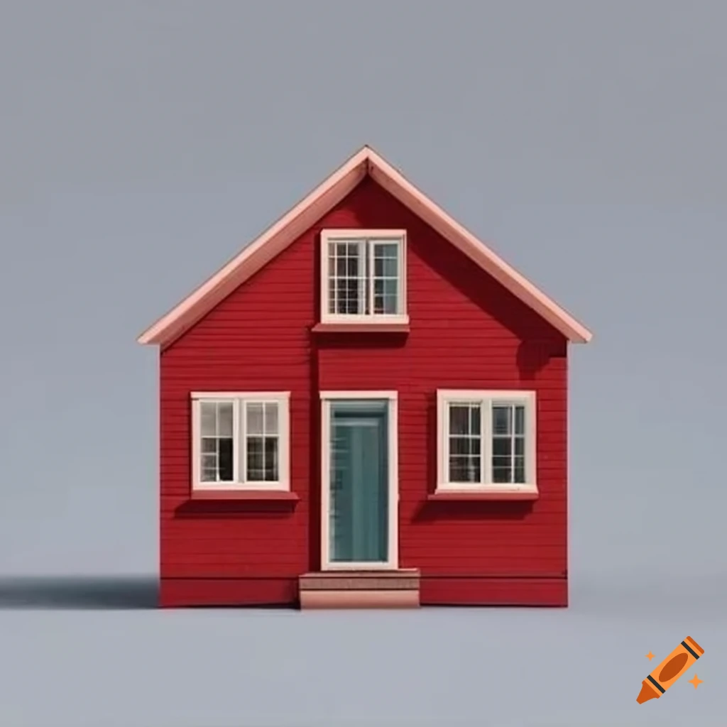 Small red house with 2 windows and shutters on Craiyon