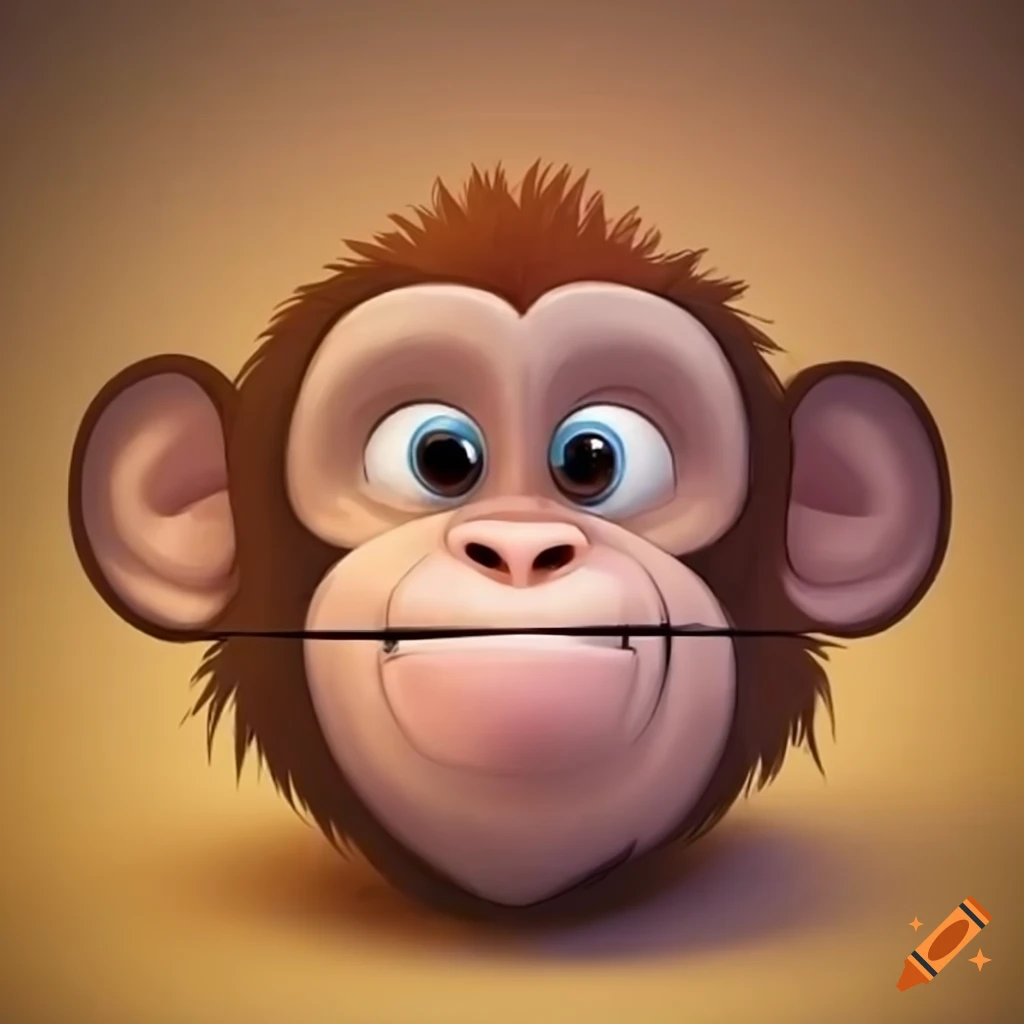 Cartoon monkey in a disney pixar style on Craiyon