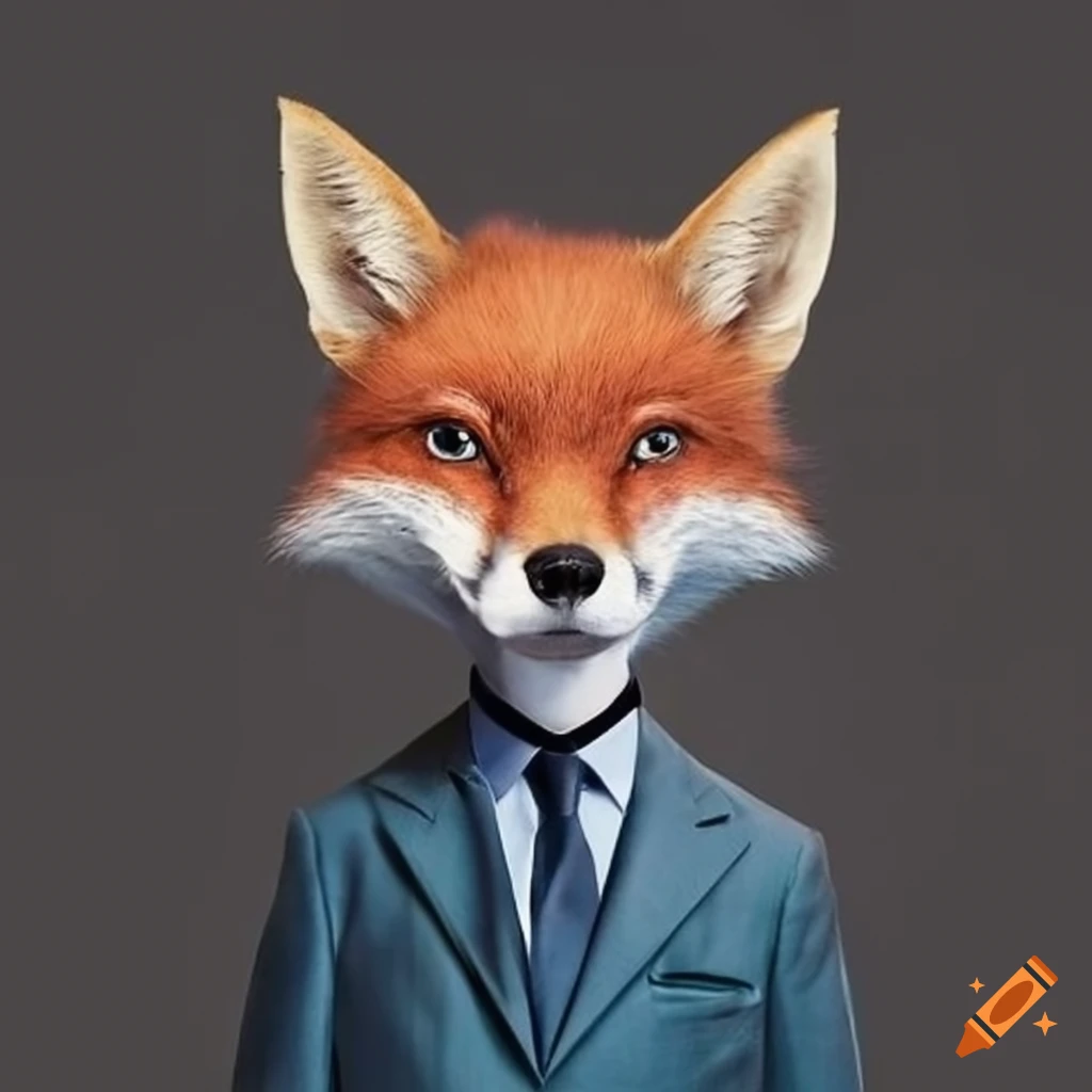 Fox wearing a suit and tie on Craiyon