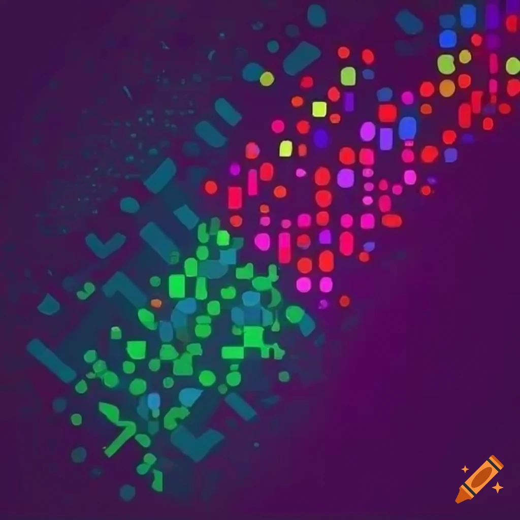 Abstract dark mode coding scene with colors and symbols on Craiyon